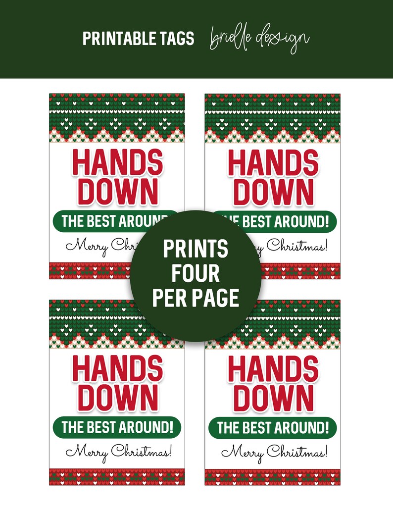 Hands Down Christmas | Printable Tag | Neighbor, Friend, Teacher ...