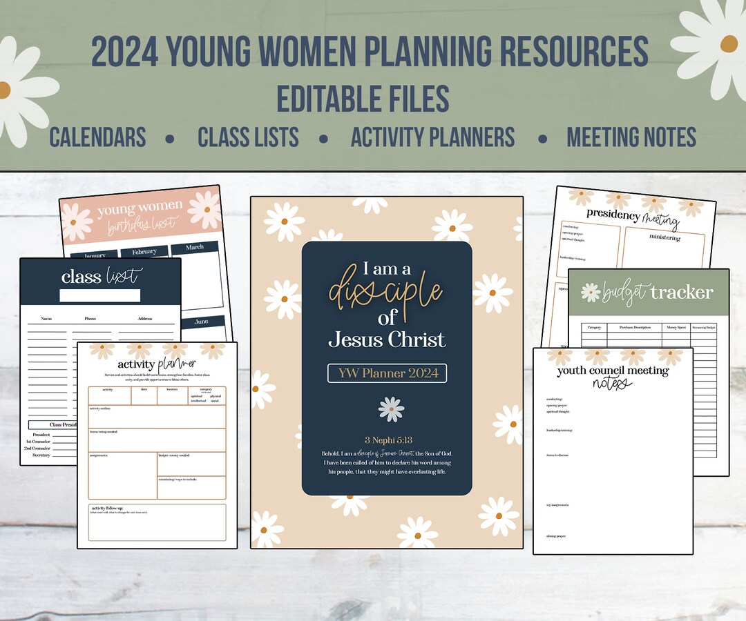 2024 Young Women Planner, Editable YW, Printable Binder, Editable ...