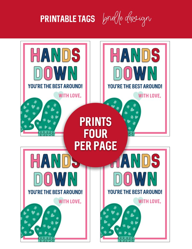 Hands Down Mittens | Christmas Winter | Printable Tag | Neighbor ...
