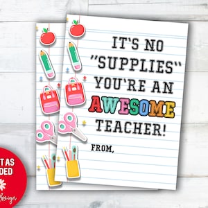 It's No Supplies You're an Awesome Teacher, Teacher Gift, Back to ...