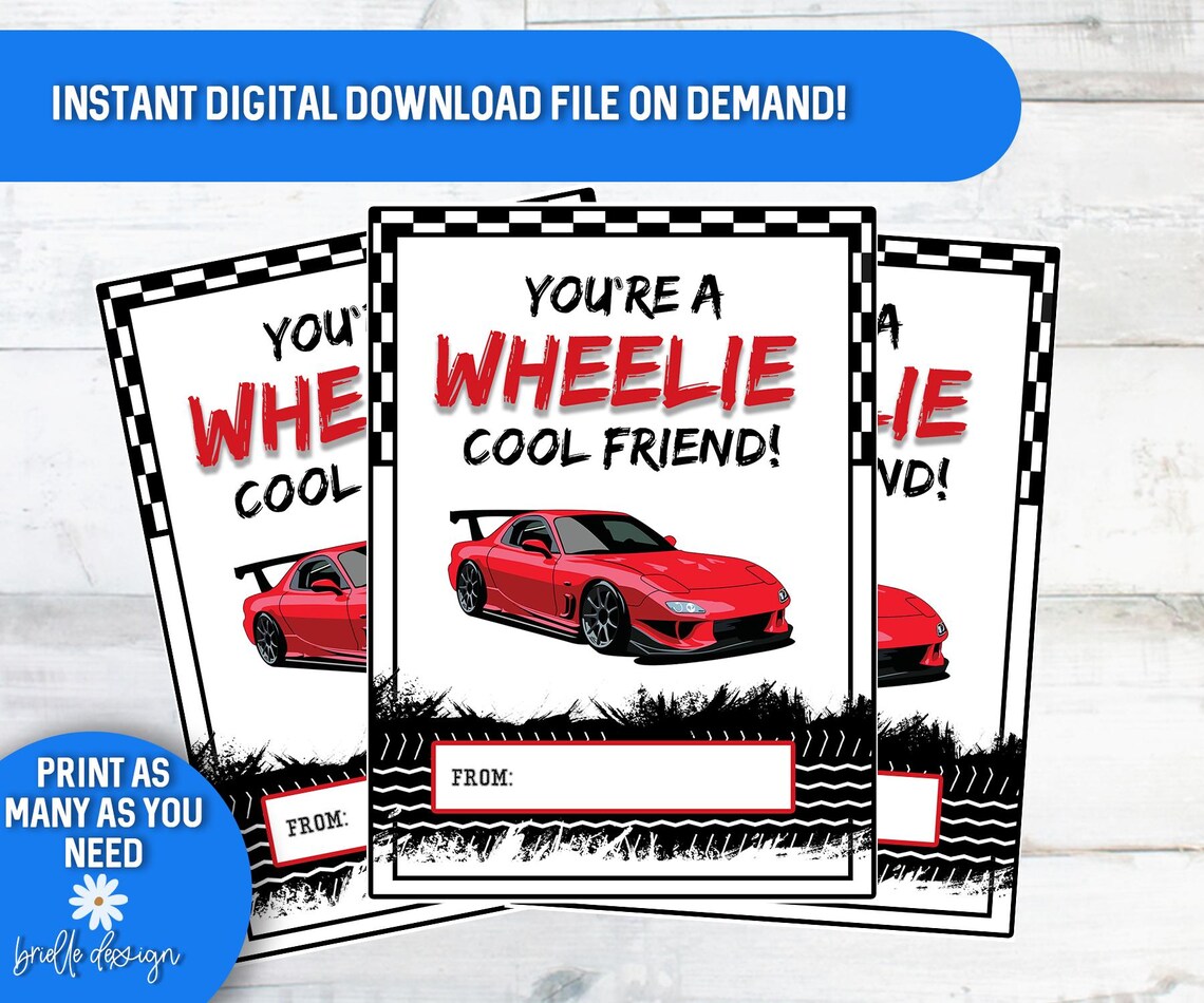 Wheelie Cool Friend, Valentine Printable, Hot Wheels Valentine, Cool ...