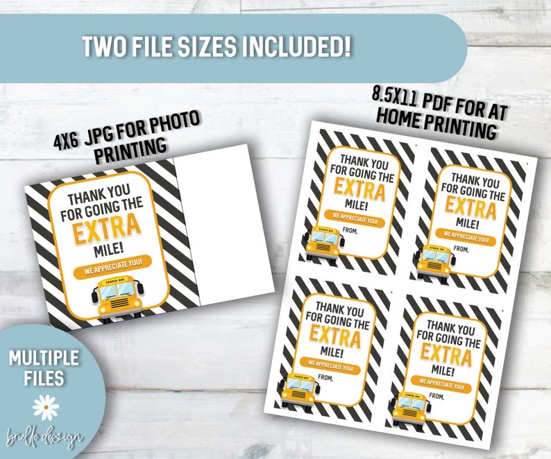 Extra Mile Thank You, Bus Driver Thank You, Printable Tag, Bus Driver ...