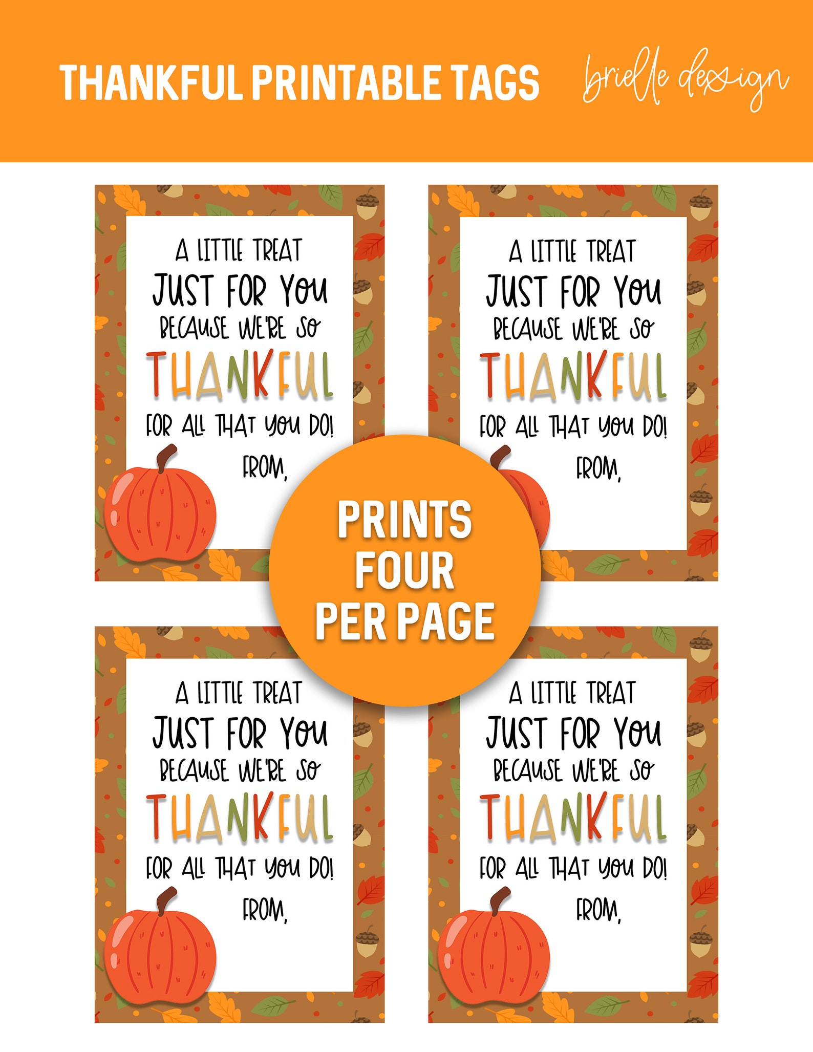 Thankful for All You Do | Printable Gift Tag | Thanksgiving | Neighbors ...