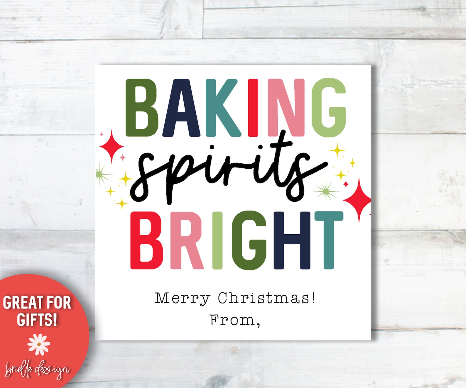 Baking Spirits Bright Christmas Printable Tag Neighbor, Friend, Teacher ...