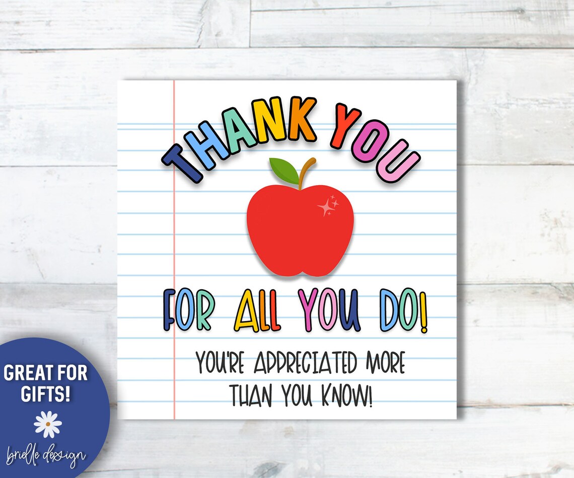 Thank You for All You Do, Cute Thank You, Teacher Thank You, Teacher ...