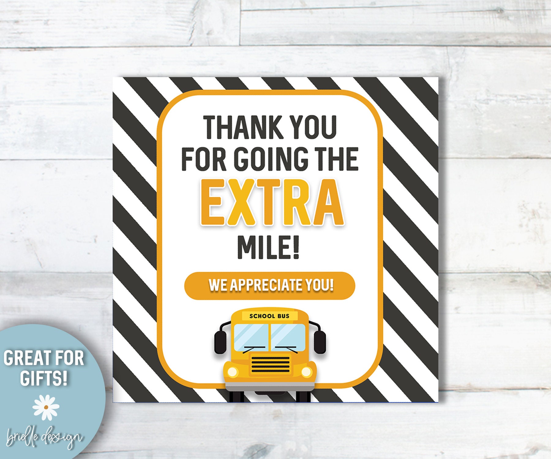 Extra Mile Thank You, Bus Driver Thank You, Printable Tag, Bus Driver ...