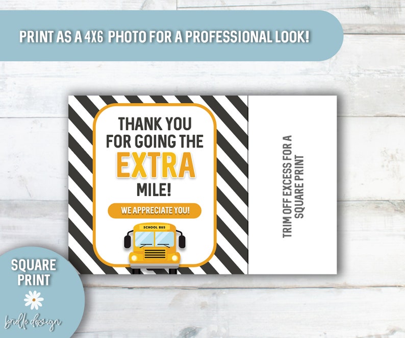Extra Mile Thank You, Bus Driver Thank You, Printable Tag, Bus Driver ...