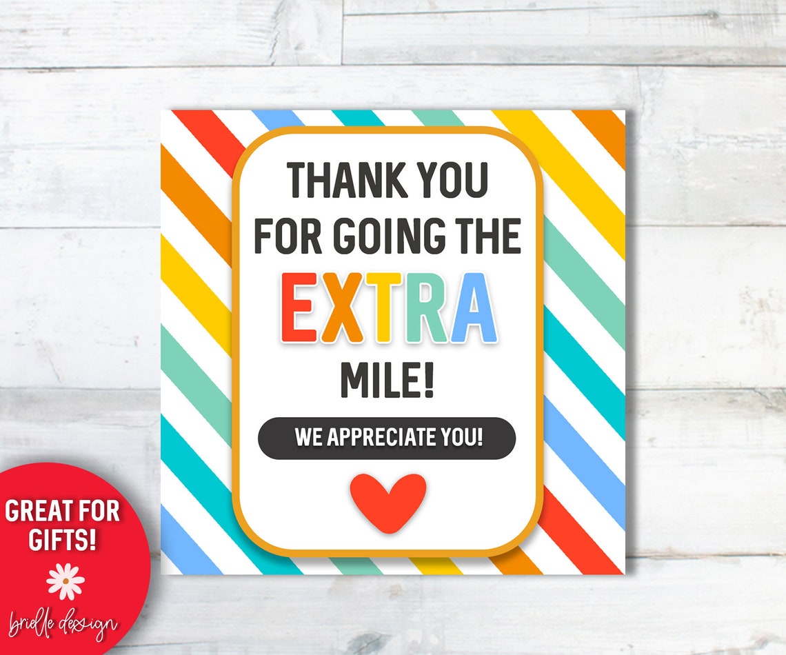 Extra Mile Thank You, Cute Thank You, Extra Gum Printable Tag ...