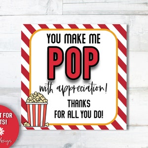 You Make Me Pop, Cute Thank You, Popcorn Thank You, Teacher ...