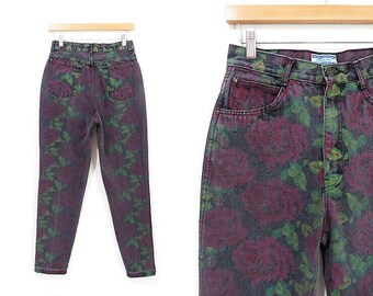 Floral Jeans - Etsy