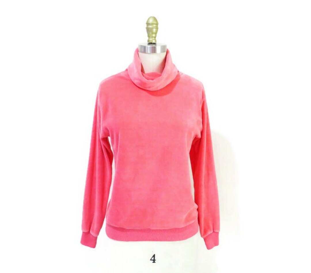Vintage 1970s Velvet Top | Bright Pink Velvet 1970s 80s Velour Sweater ...