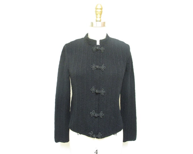 Vintage 1940s Sweater | Black Rayon Knit 1940s 30s Cardigan Sweater ...