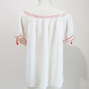 Vintage 1930s Peasant Blouse | Embroidered Red and White 1930s 40s ...