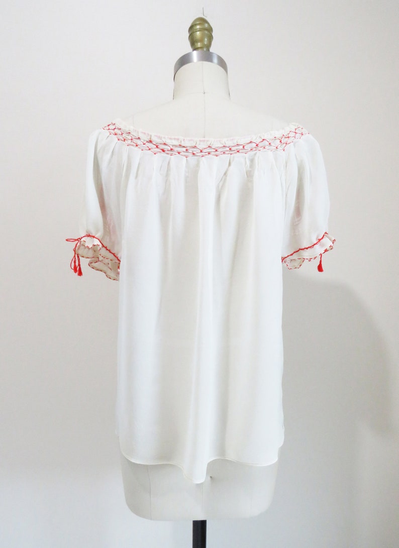 Vintage 1930s Peasant Blouse Embroidered Red and White 1930s - Etsy
