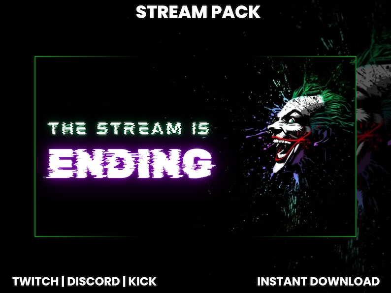Glitch Joker Stream Pack – Twitch Overlays, OBS Screens, Panels, Alerts ...