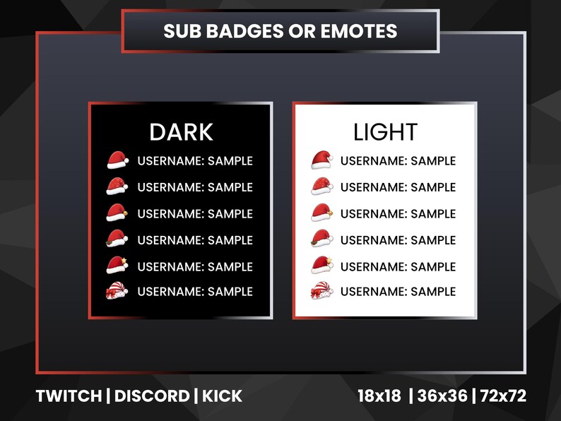 Christmas Santa Hat Sub Badges | Twitch, Discord, Kick - Etsy