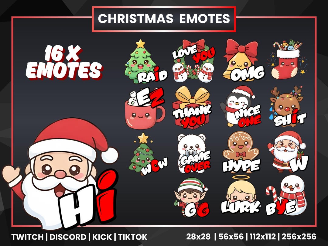 Cute Christmas Emotes Pack | Holiday Streamer Pngs - Etsy