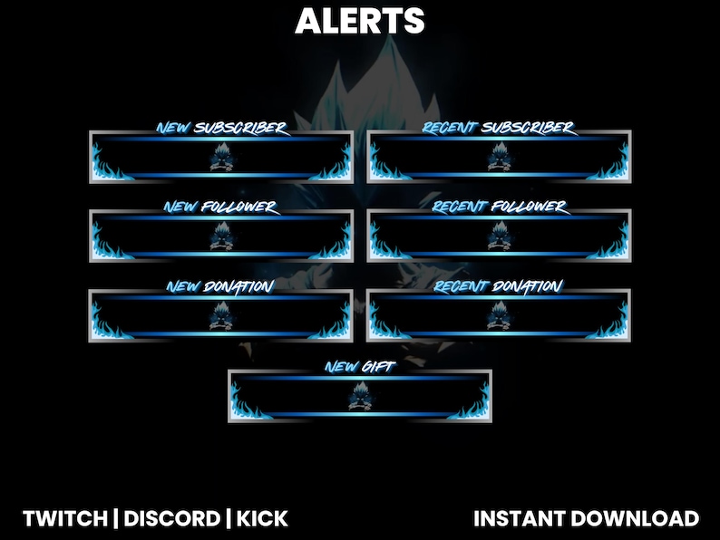 Blue Goku Stream Pack | Vertical Twitch, Tiktok, Youtube (animated ...