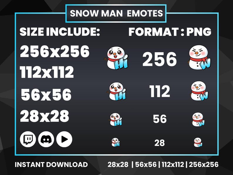 Snowman Stream Emotes Pack | Winter Twitch, Discord, Tiktok - Etsy
