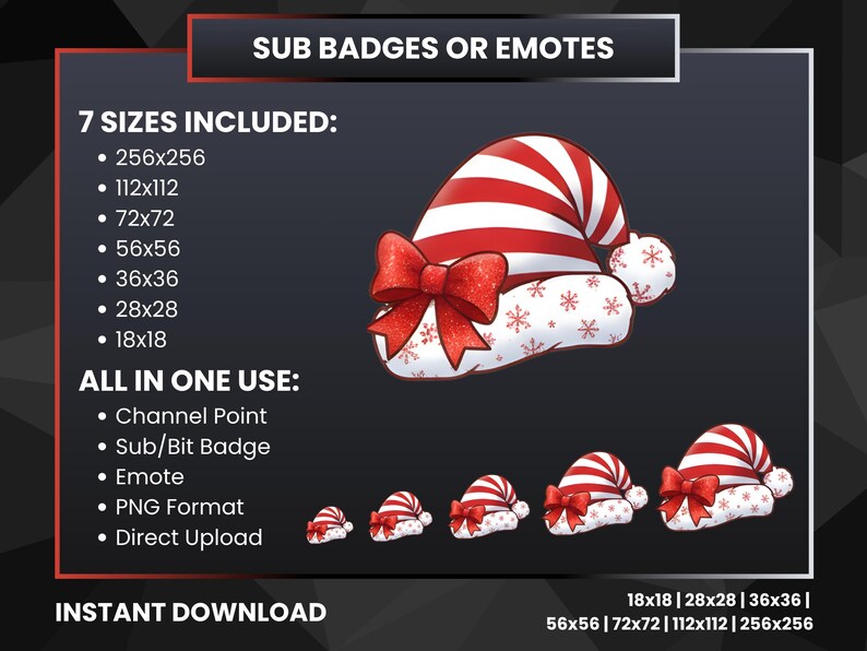 Christmas Santa Hat Sub Badges | Twitch, Discord, Kick - Etsy