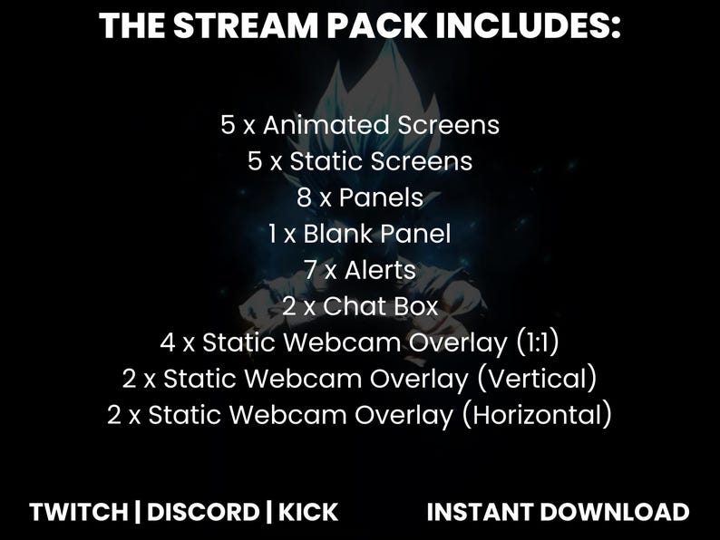 Blue Goku Stream Pack | Vertical Twitch, Tiktok, Youtube (animated ...