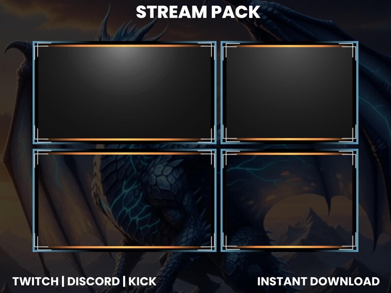 Blue Dragon Stream Overlay Pack | Twitch, Youtube, Kick (digital ...