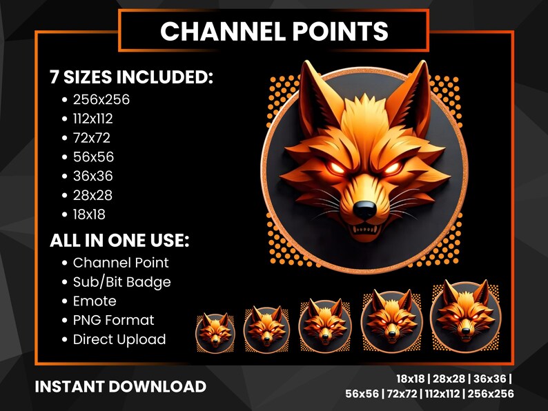 Fox Channel Points | Fox Twitch Reward Icons | Kick Discord Stream ...