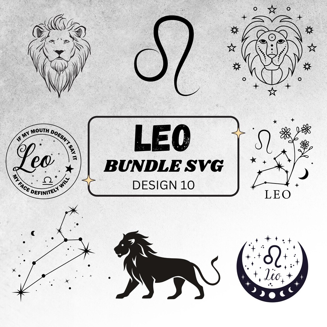 Leo Zodiac SVG Bundle | Lion Horoscope Cut Files | Leo Constellation ...