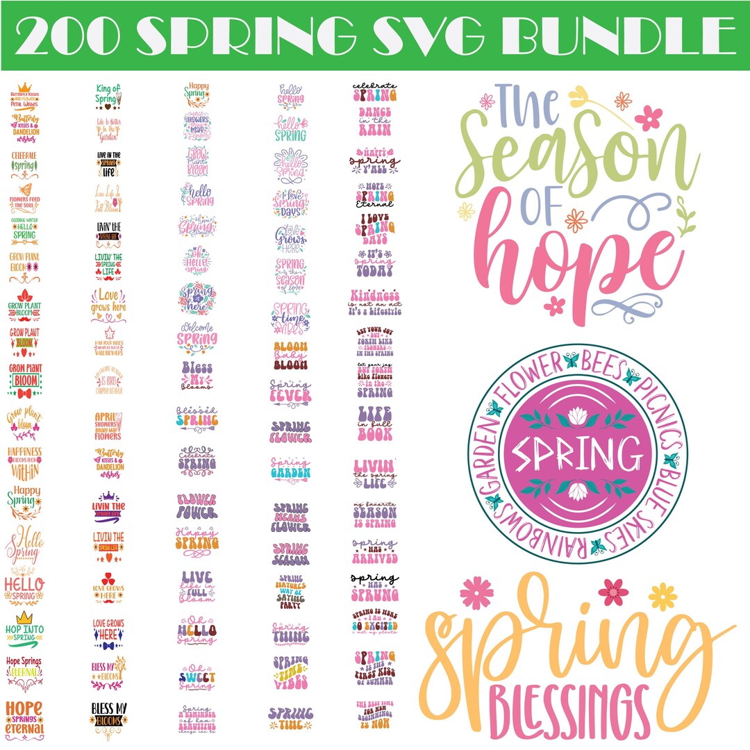 200 Spring SVG Bundle, Easter SVG Bundle, Welcome Spring Svg, Spring ...