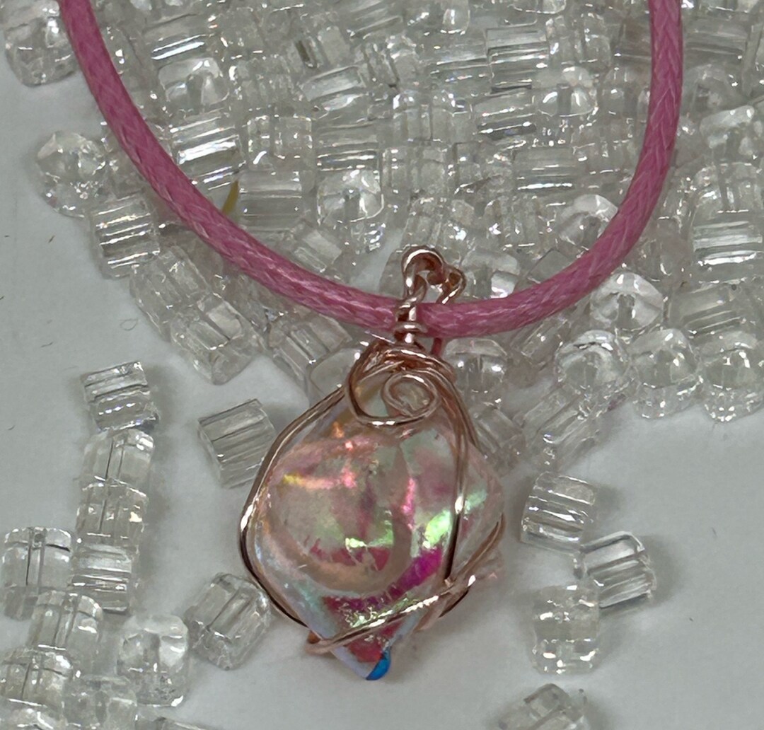 Glowing Pink Dichroic Glass Necklace - Etsy