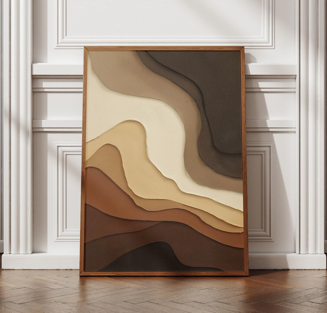 Modern Beige Abstract Wall Art – Minimalist Earth Tone Painting for ...