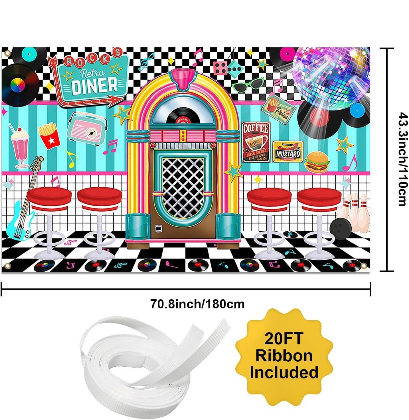 50s Retro Diner Party Backdrop 50s Retro Rock and Roll Diner Classic ...