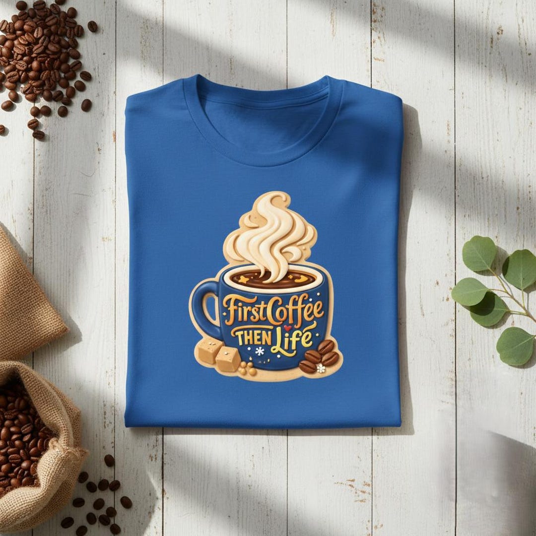 First Coffee Then Life PNG, Coffee Lover Mug Illustration (digital ...