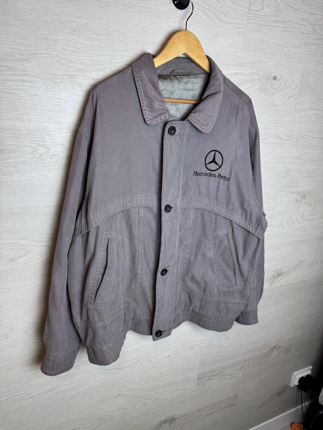 Vintage Mercedes-benz Logo Jacket Gray Workwear Driver Coat - Etsy
