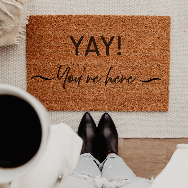 YAY! You’re Here Doormat | Funny Welcome Mat | Modern Entryway Rug ...