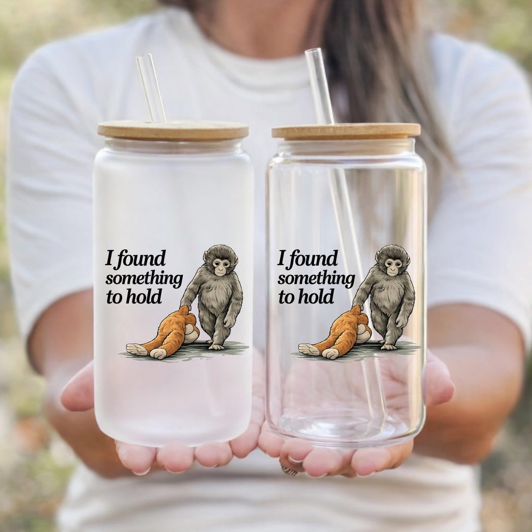 Funny Viral Monkey Glass Cup – Dark Humor Meme Iced Coffee Tumbler ...