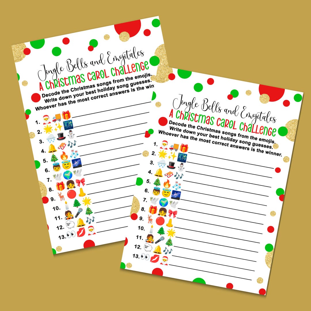 Christmas Carol Emoji Game – Printable Holiday Fun (instant Download ...