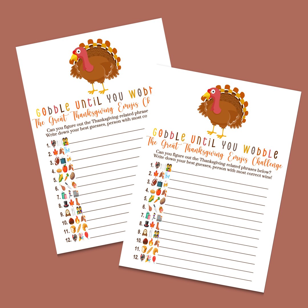 Thanksgiving Emoji Game – Printable Turkey Decoding, 5x7 Cards (digital ...