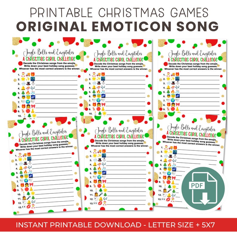 Christmas Carol Emoji Game – Printable Holiday Fun (instant Download ...