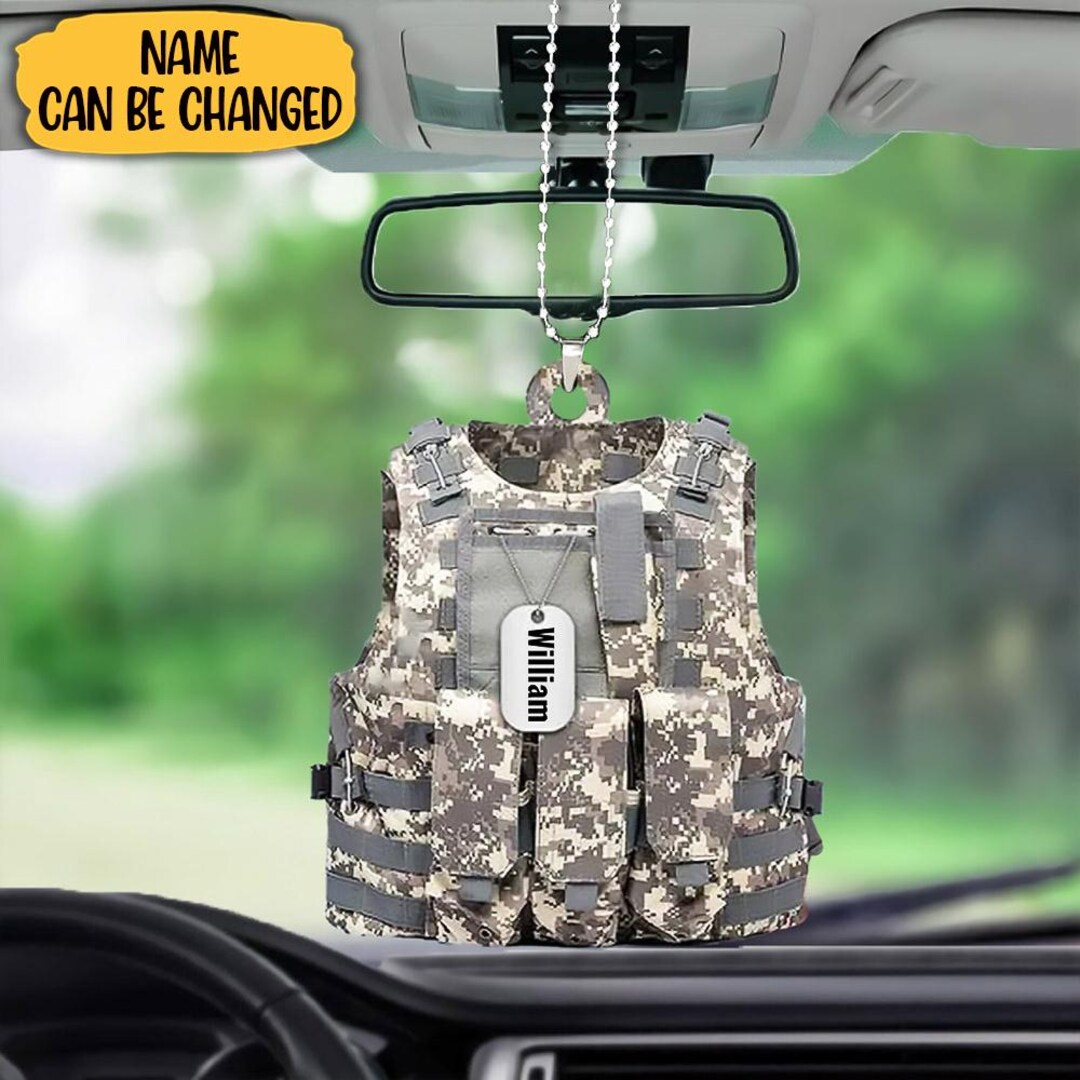 Personalized Military Uniform Vest Car Hanging, Custom Name US Army ...