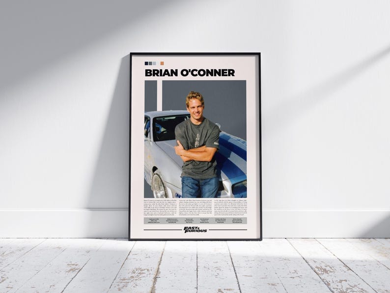 Brian O’conner Poster | Fast and Furious Poster | Paul Walker ...