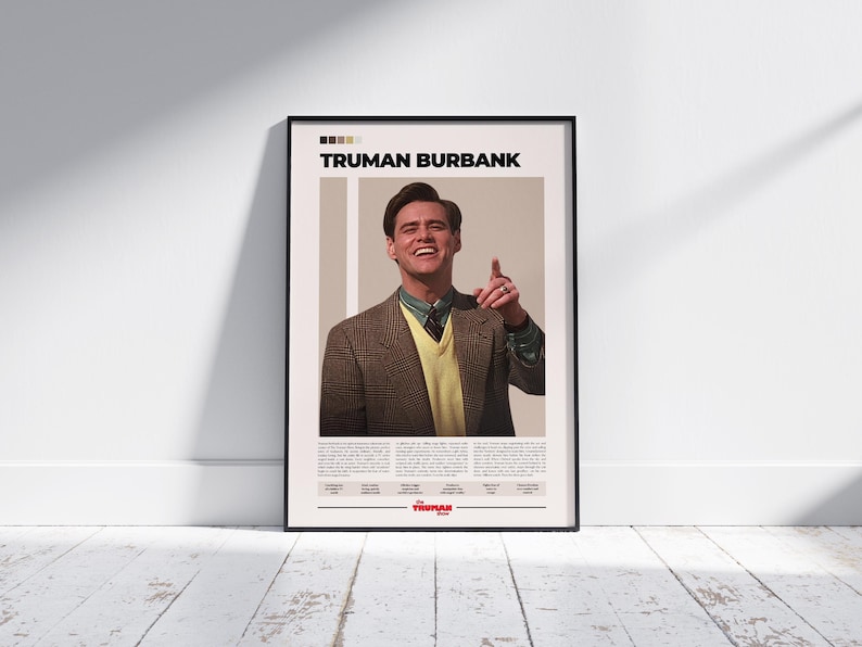 Truman Burbank Poster | the Truman Show | Movie Print | Jim Carrey ...