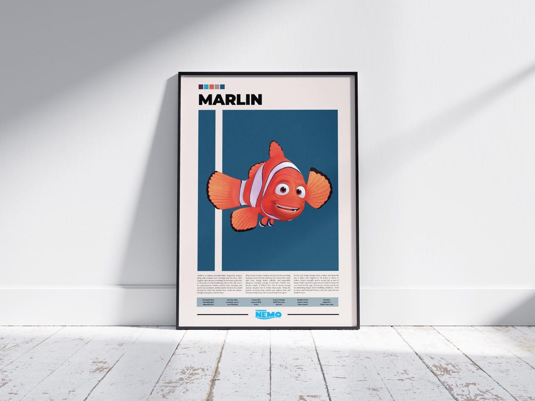 Marlin Poster | Finding Nemo Poster | Pixar Movie Poster | Animated ...