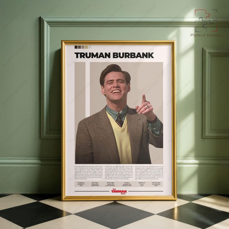 Truman Burbank Poster | the Truman Show | Movie Print | Jim Carrey ...