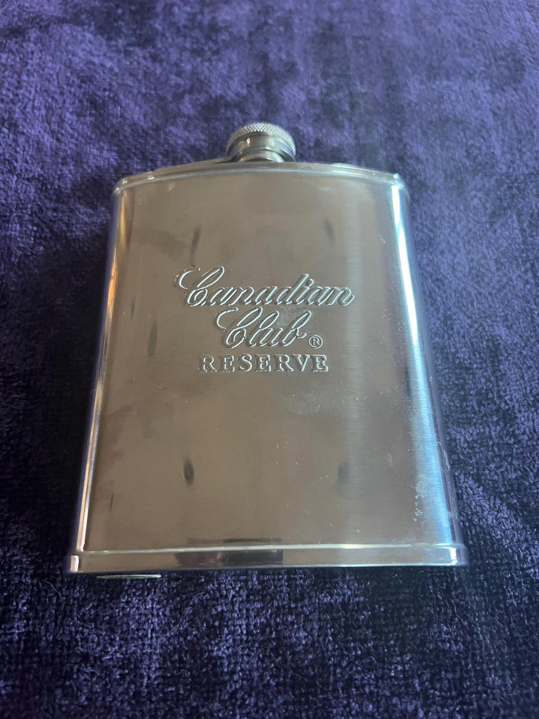 Vintage Canadian Club Reserve Flask---stainless Steel Collectible ...