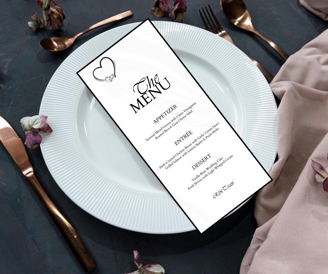 Modern Wedding Menu Template 4x9 | Elegant Arch Menu Card | Minimal ...