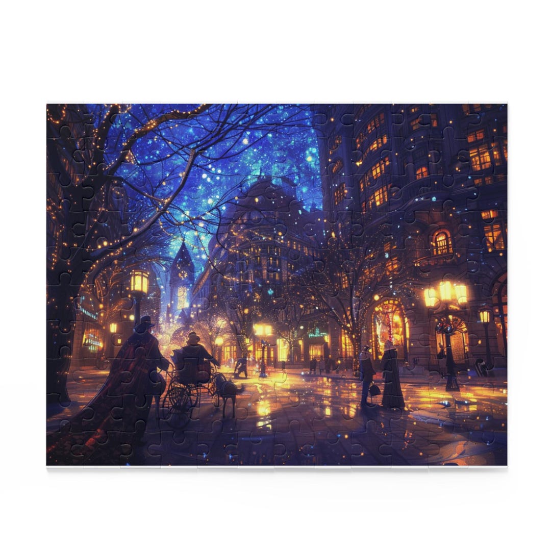 Snowy City Street Nightscape Puzzle | 120 252 500 Piece - Etsy