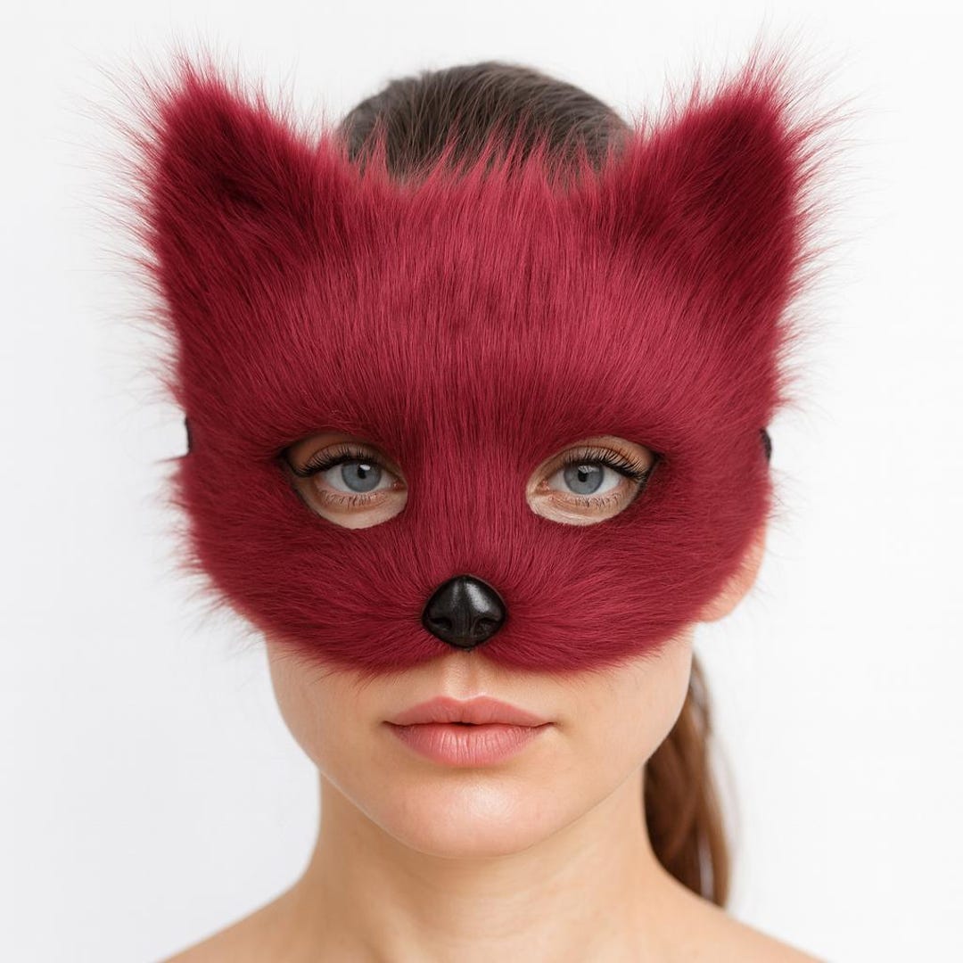 Soft Faux Fur Cat Mask | Fluffy Cosplay Face Cover | Party Costume ...