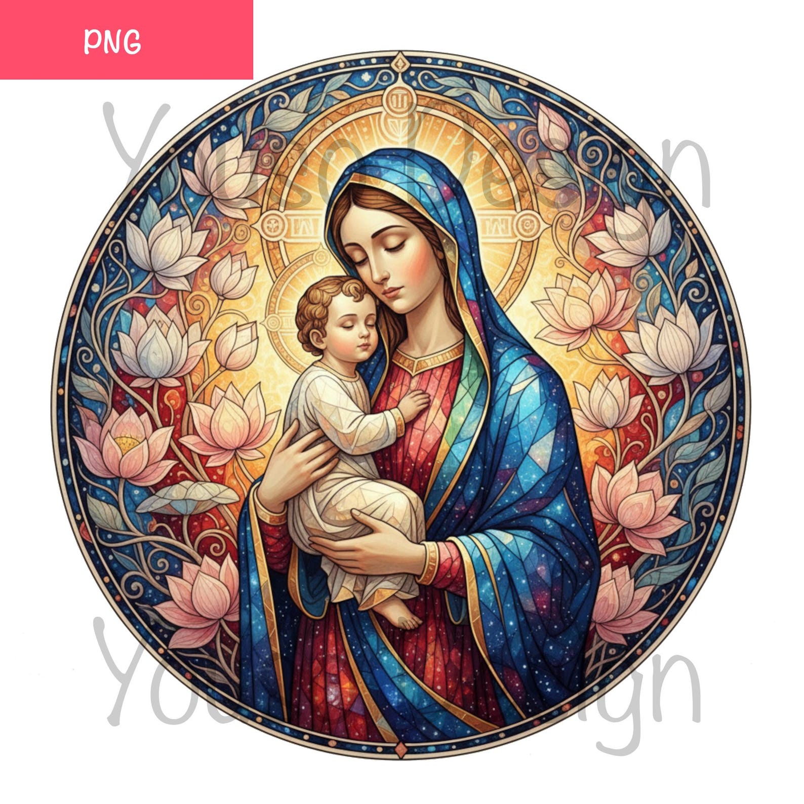 Virgin Mary Design With PNG SVG and EPS (digital Download) - Etsy