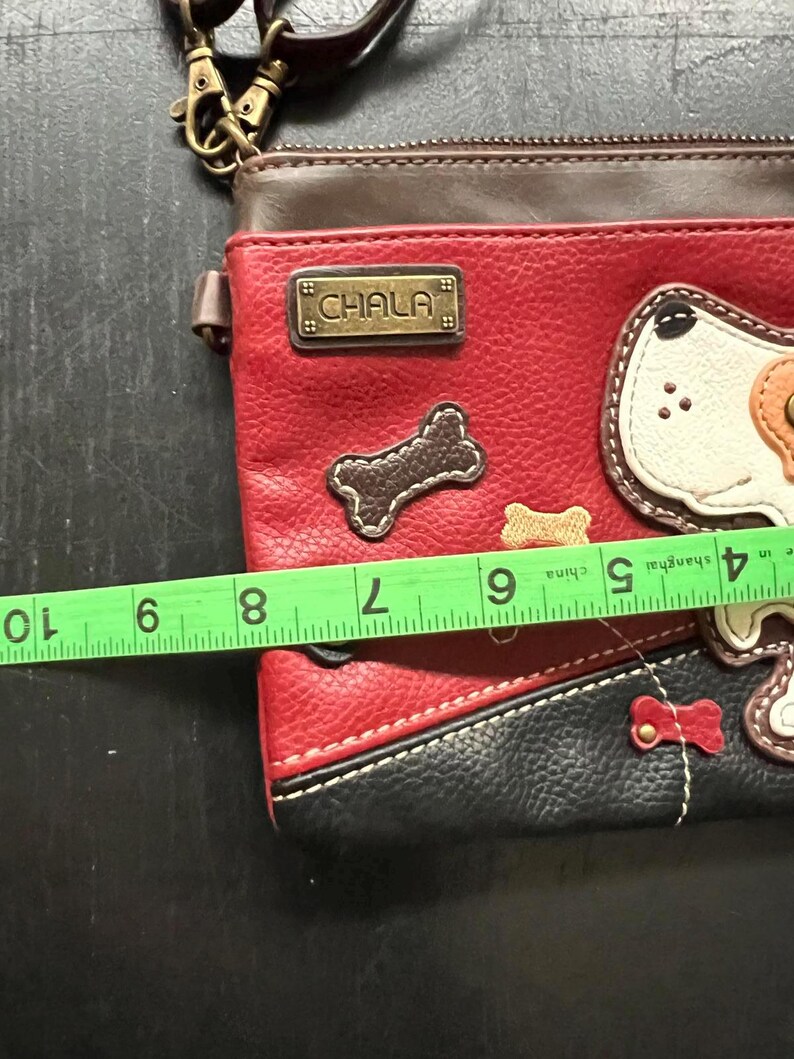 NEW Chala Beagle Mini Crossbody in Red Brown Vegan Leather W/ Keychain ...